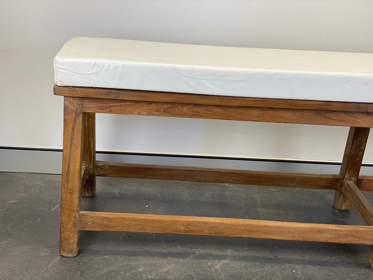 Vintage Indian Bench with Leatherite Cushion - Sohal Living