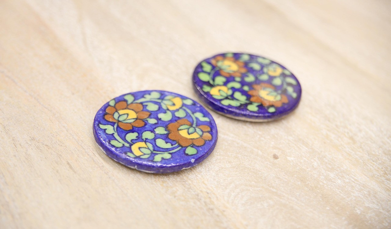Blue Pottery coaster , set of 4 - Sohal Living