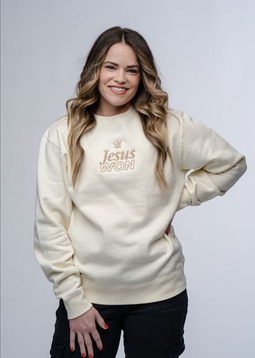 Jesus Won Embroidered Crewneck