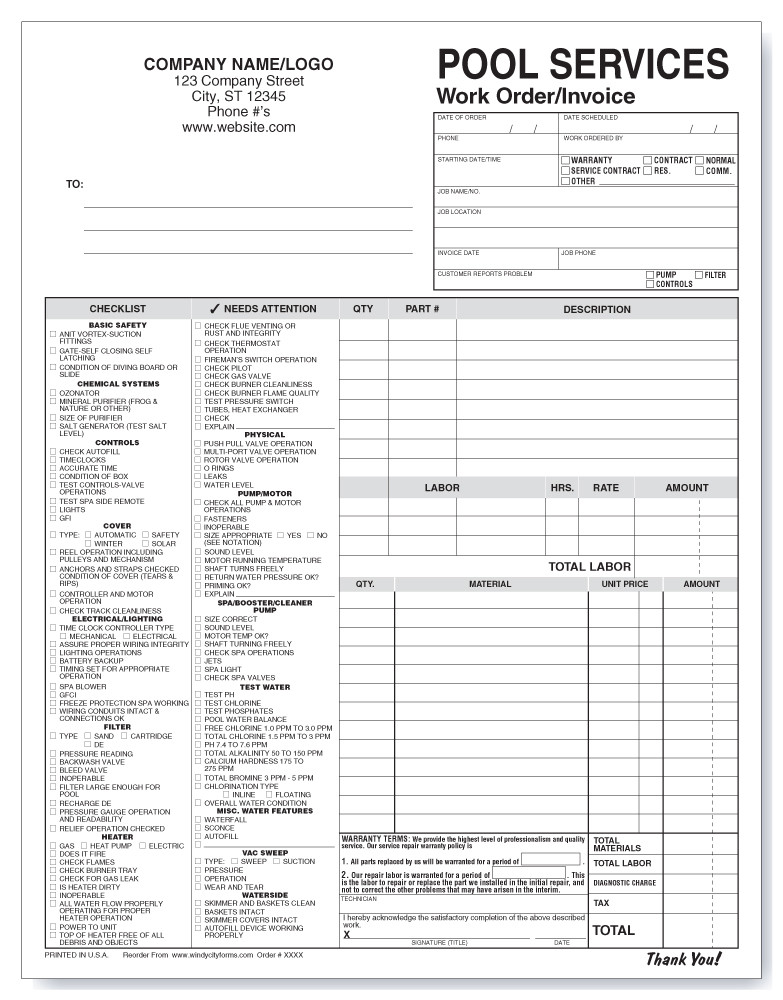 Electrical Work Order Invoice | Windy City Forms