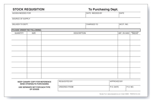 Stock Requisition Form - Windy City Forms