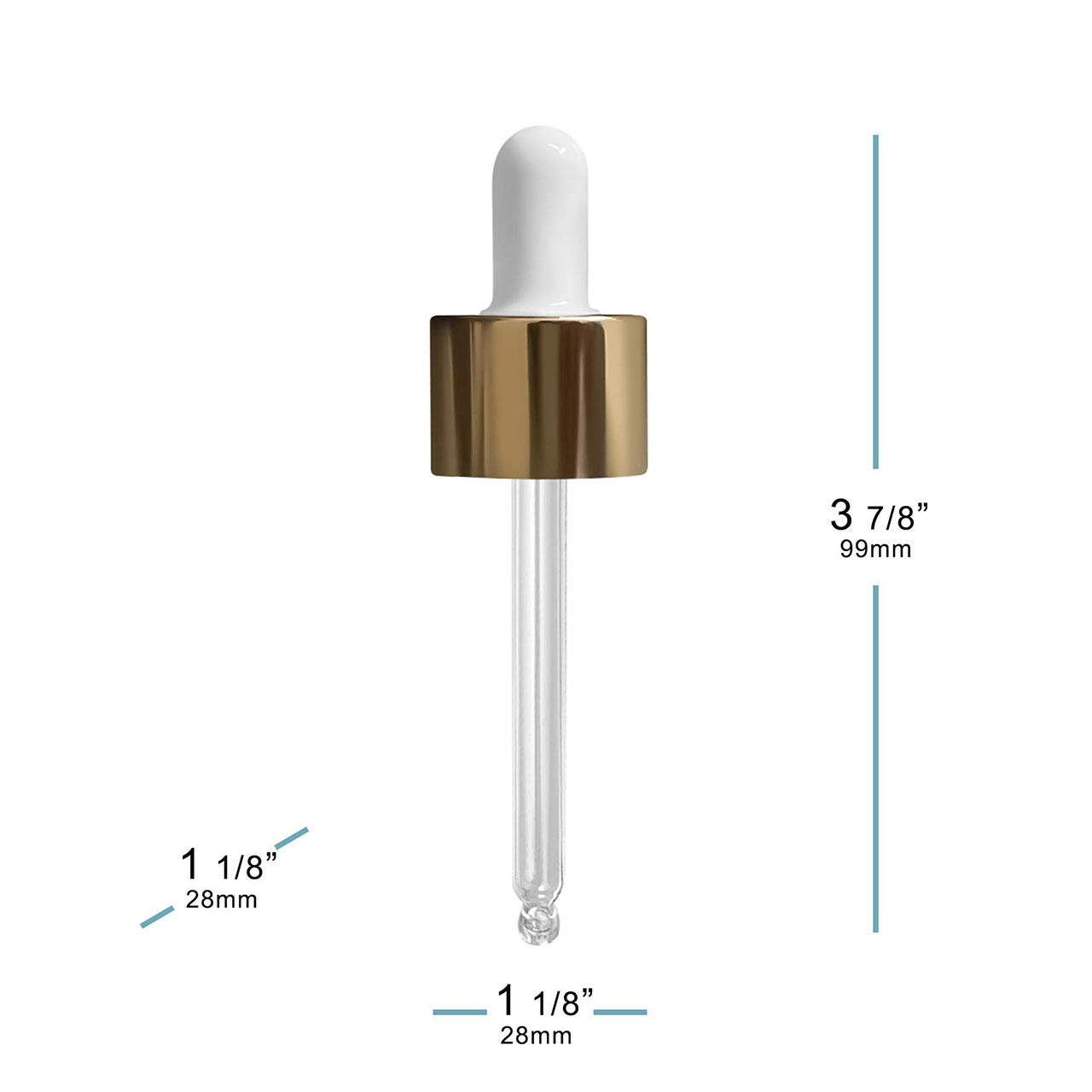 Dropper for Glass Bottle | Gold Collar White Bulb | Glassnow