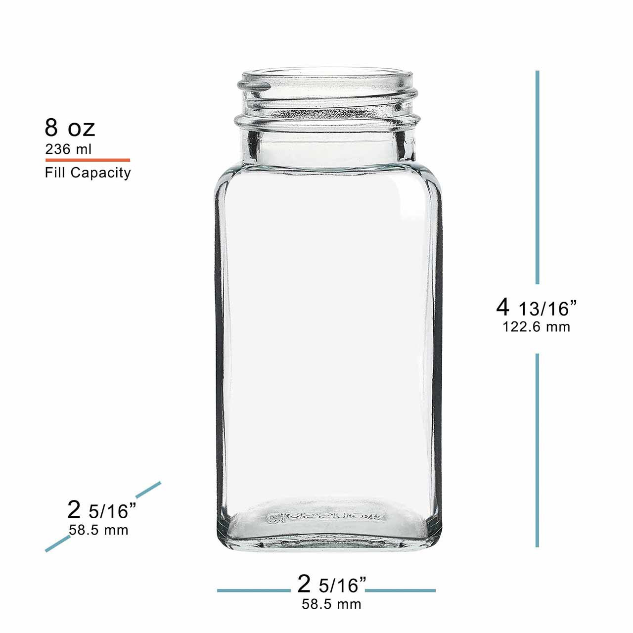 8 oz Orleans Square Bottle 43mm Thread | Glassnow