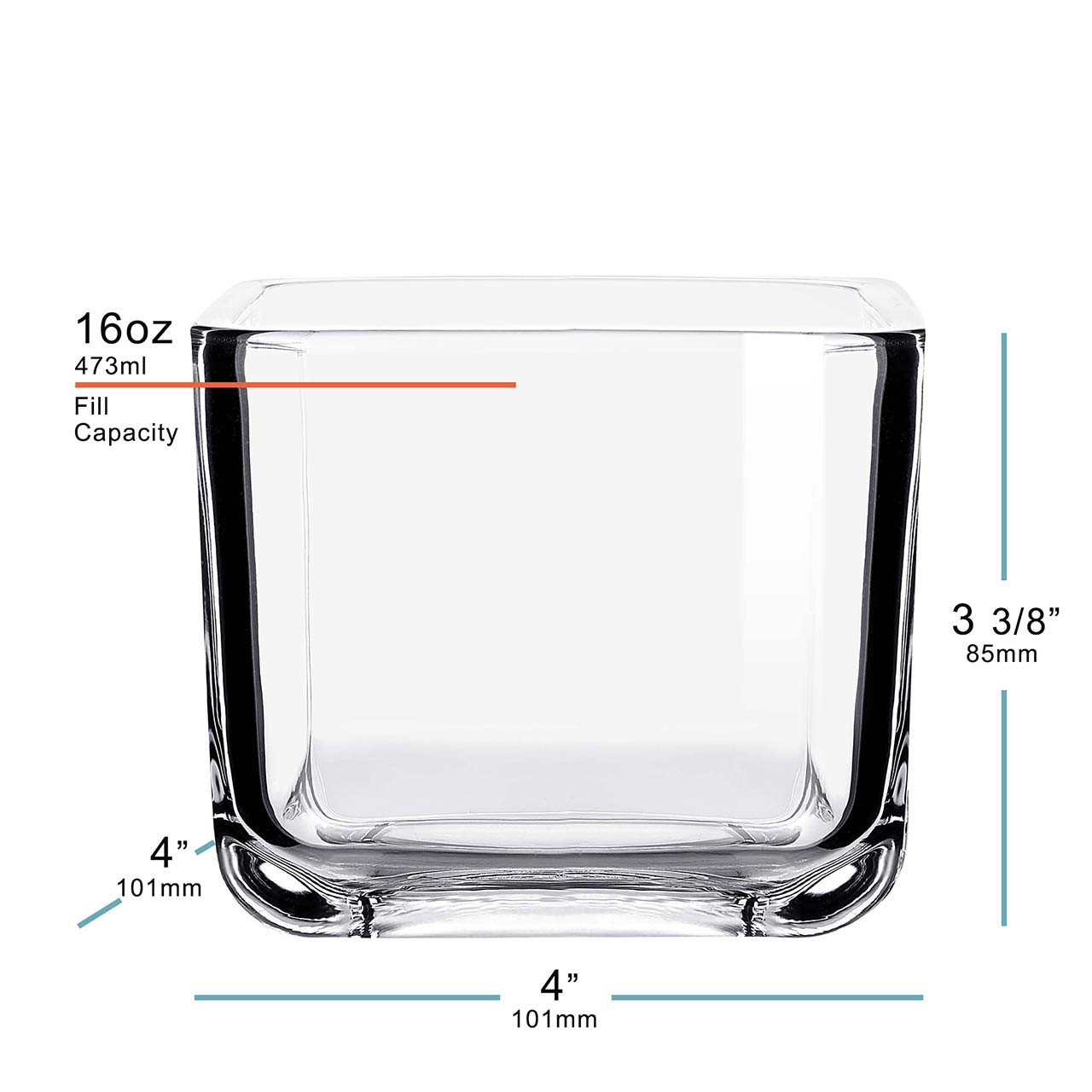 16 oz Lexington Cube Glass Container | Glassnow