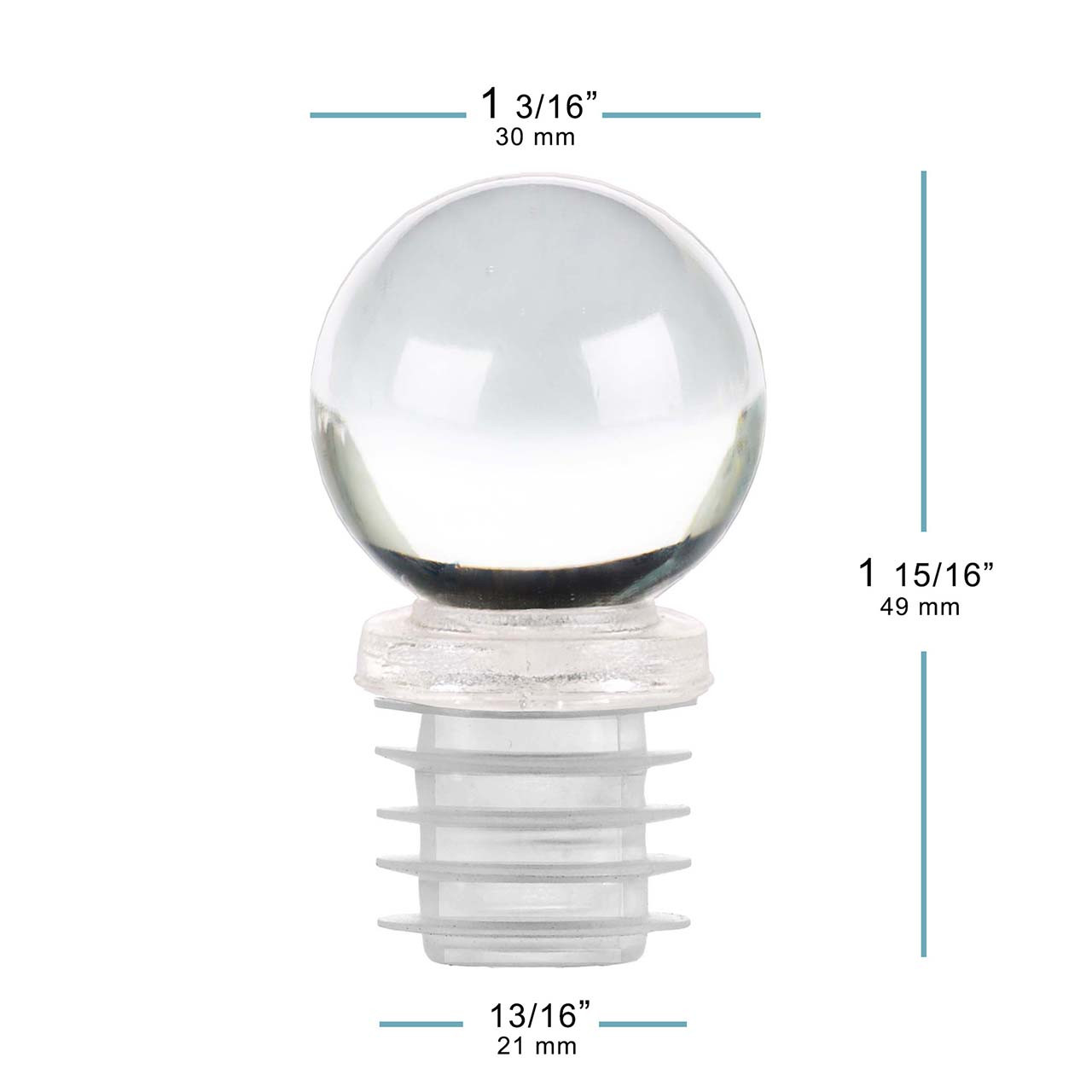 1 1/4" Ball Glass Top Stopper For 18.5mm Opening Bottles | Glassnow