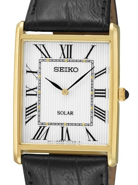 Seiko SUP880 Solar Powered Dress Watch with a goldtone case that is ...