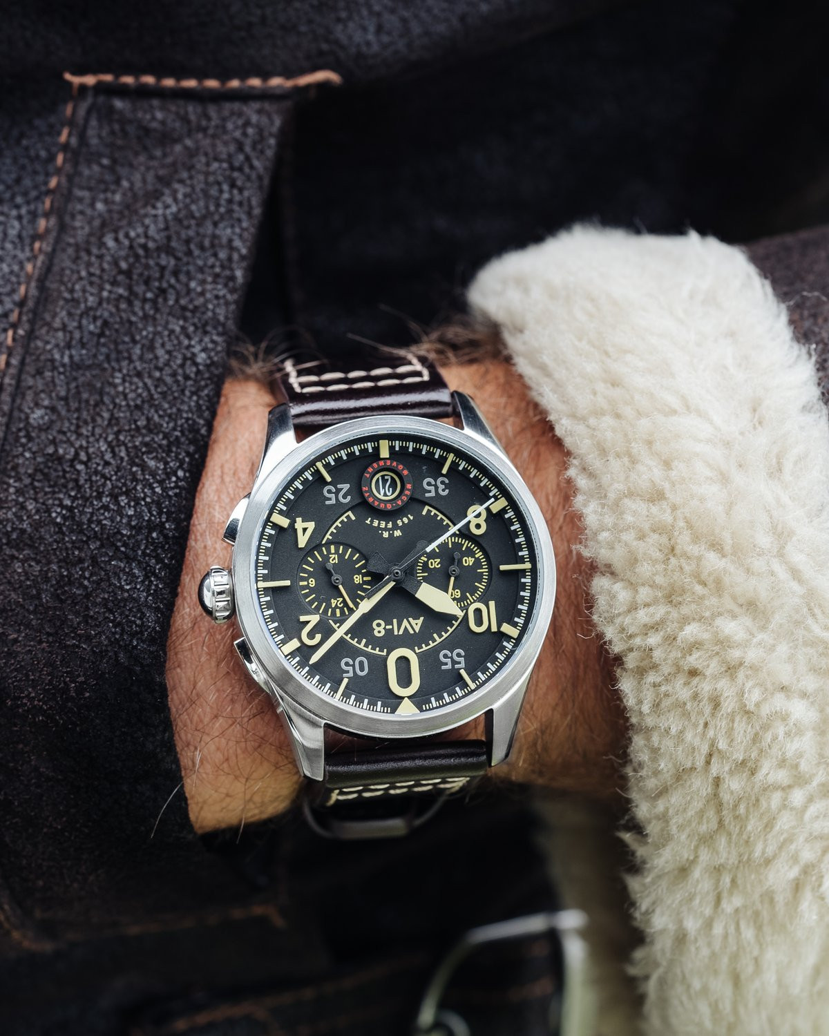 AVI-8 Spitfire Lock Chronograph, Slate Black, Japanese Meca-Quartz ...