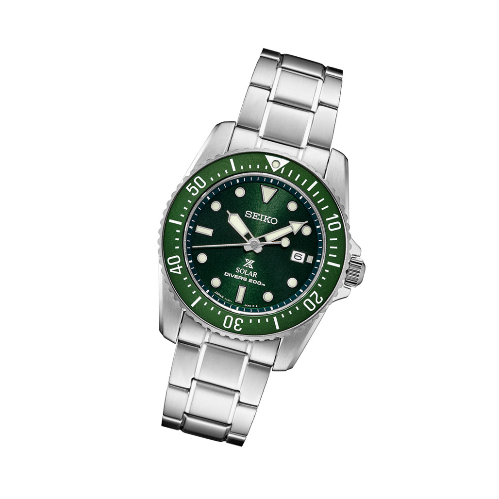 Seiko 38mm Prospex Green Dial Solar Dive Watch #SNE583