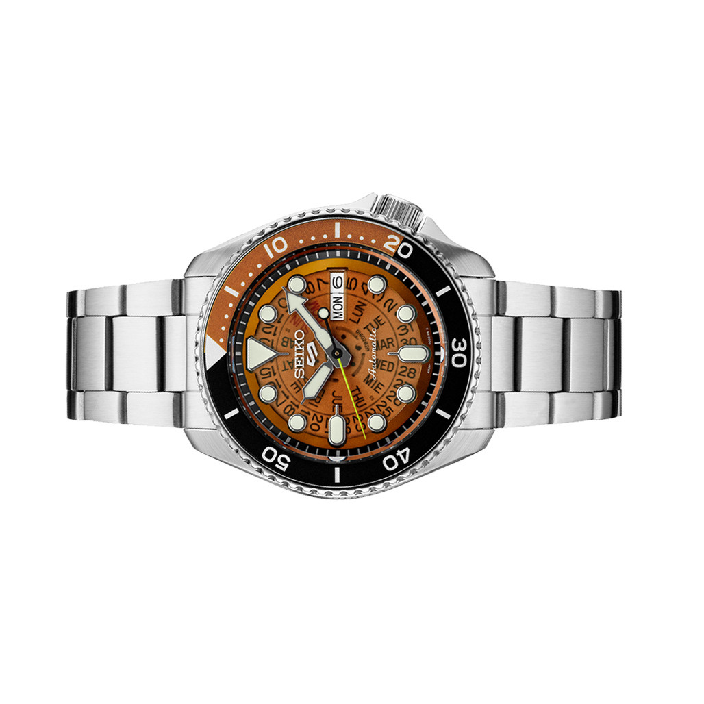 Seiko 5 Sports "Time-Sonar" Watch with Brown See-Thru Dial #SRPJ47