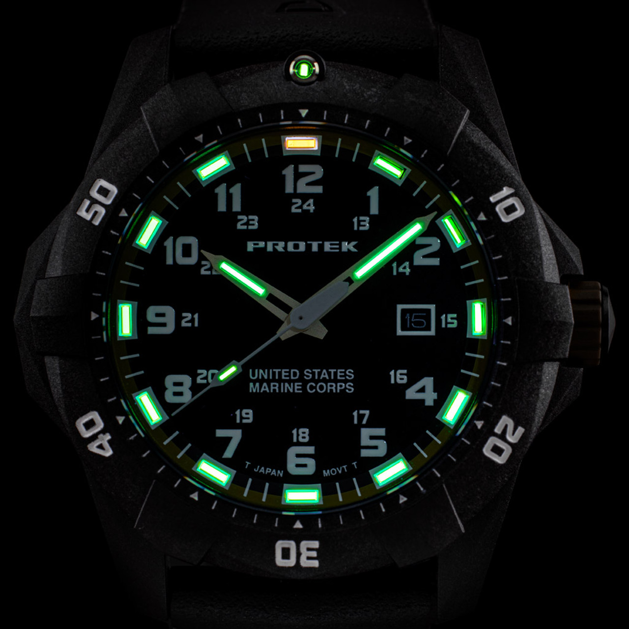 Protek Carbon Composite Official USMC Tritium Dive Watch with Red Accents #PT1012-USMC