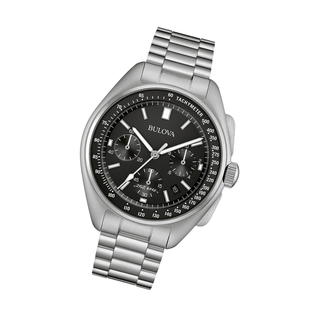 Bulova Lunar Pilot Chronograph 45mm with Black Dial and Stainless Steel ...