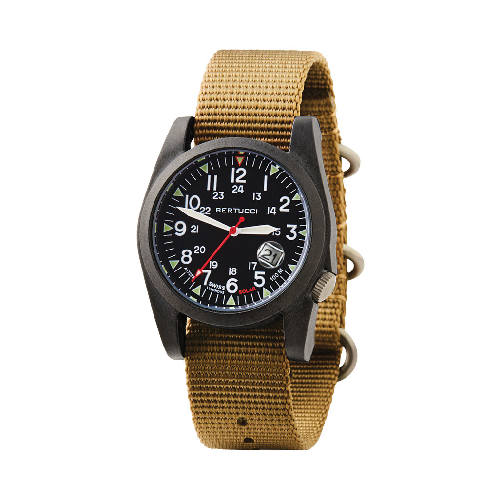 Bertucci A-3PS Solar Field Watch with Khaki Nylon Strap #13802