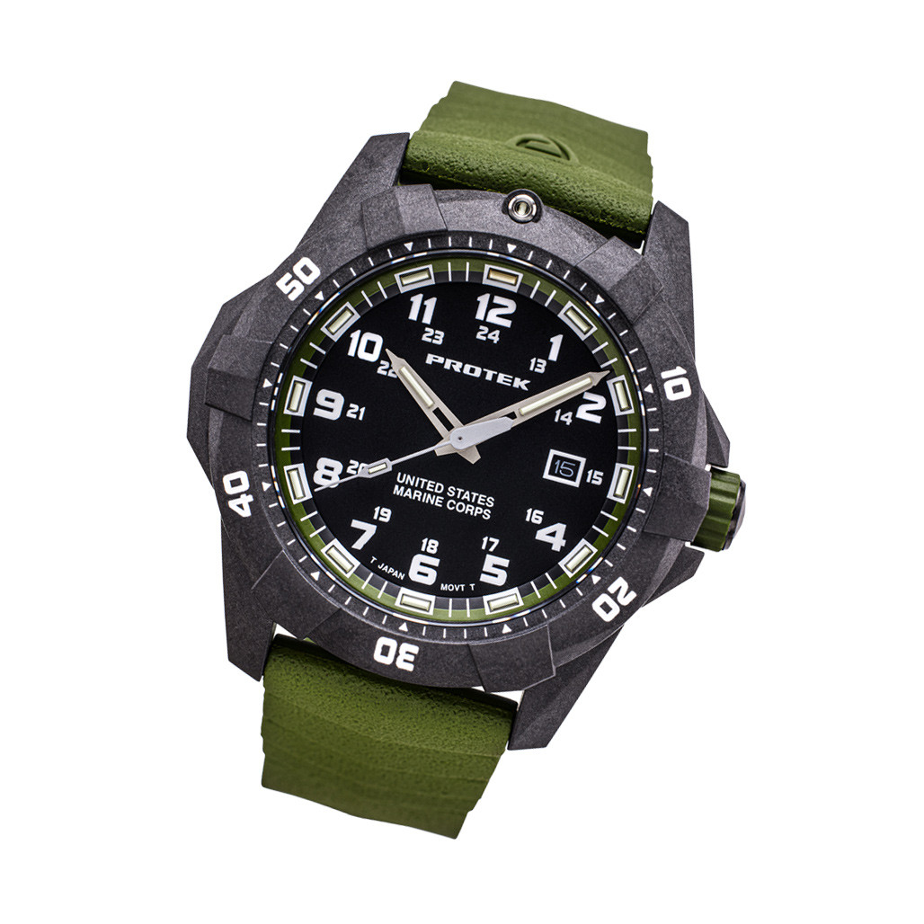 Protek Carbon Composite Official USMC Tritium Dive Watch with Green ...