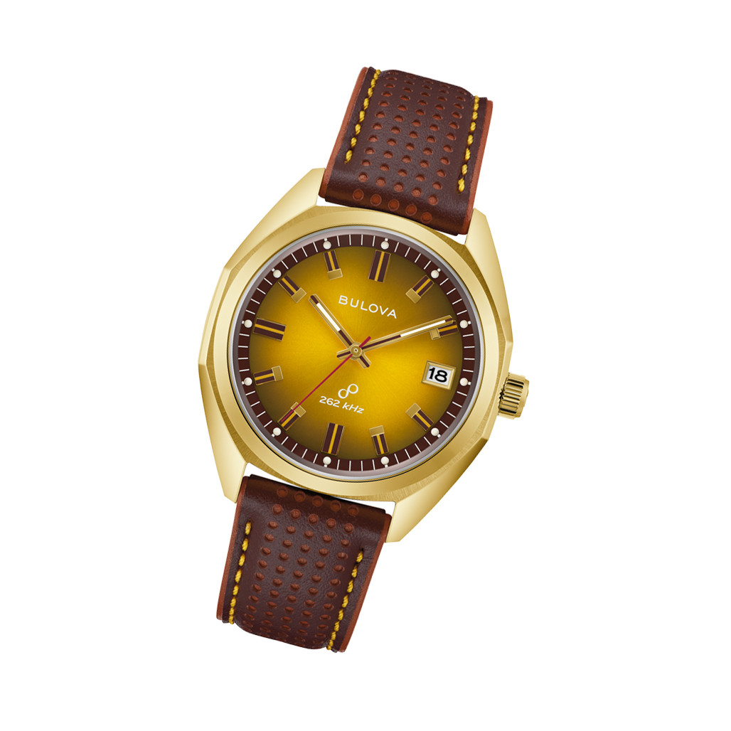 Bulova Jet Star Watch with Precisionist Movement and Gold Dial #97B214