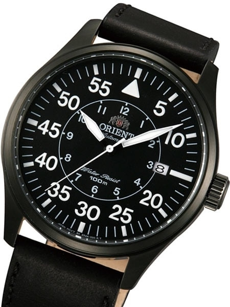 Orient 21-Jewel Automatic Aviator Flight Watch with Black Leather Strap ...