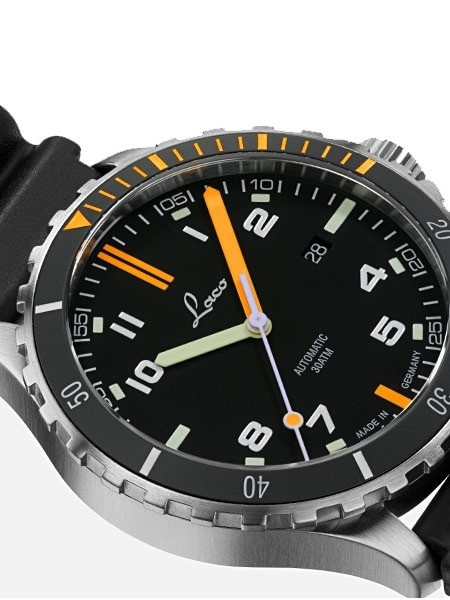 Laco Squad Mojave Automatic 300 Meter Dive Watch with Double-Domed AR ...