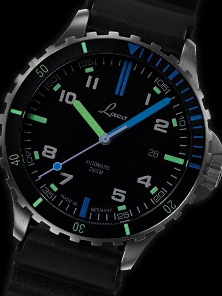 Laco Squad Atlantic Automatic 300 Meter Dive Watch with Double-Domed AR ...