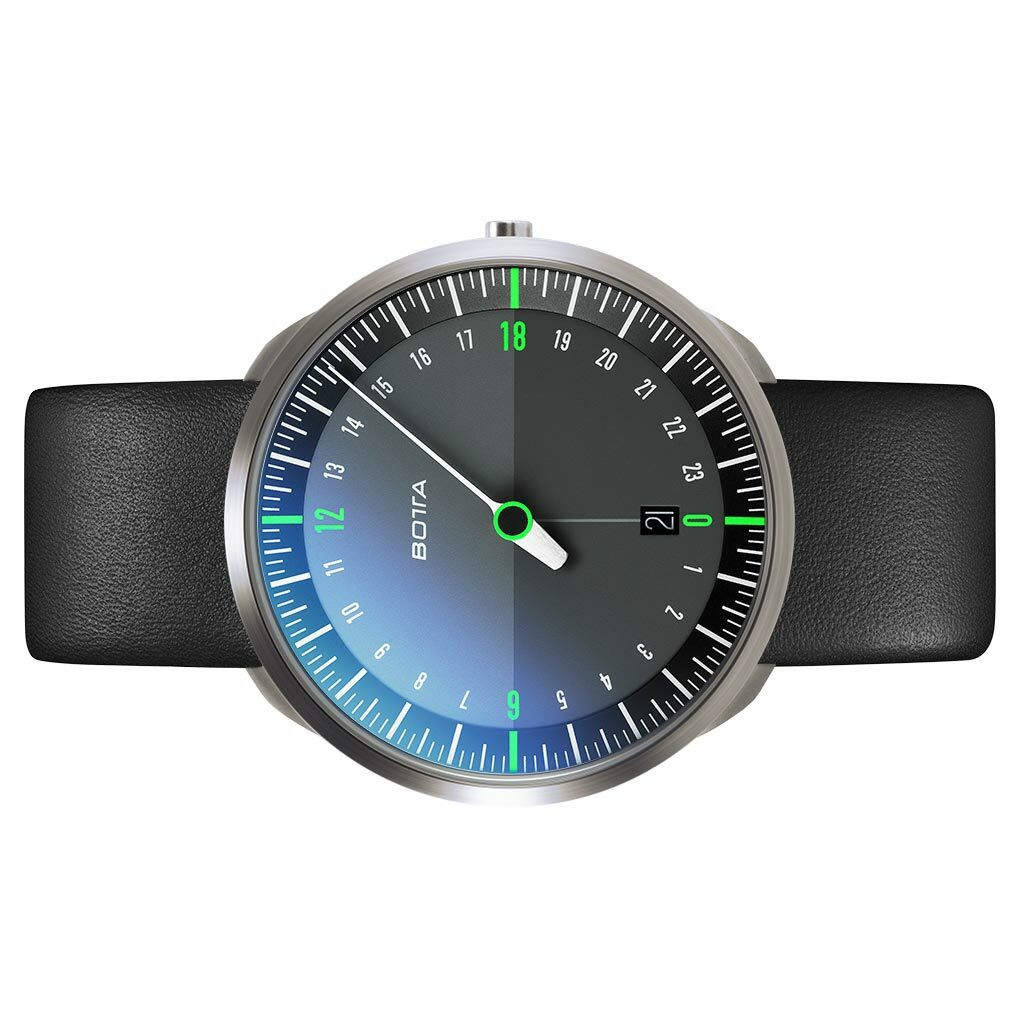 Botta UNO 24 one hand 24-hour Swiss quartz watch with 40mm titanium ...