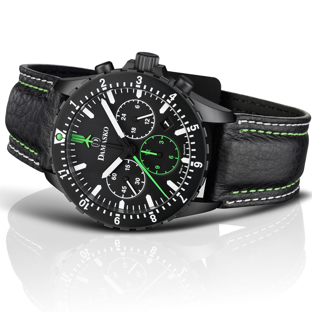 Damasko Black 42mm Chronograph with a Stopwatch and a 12-hour Totalizer ...