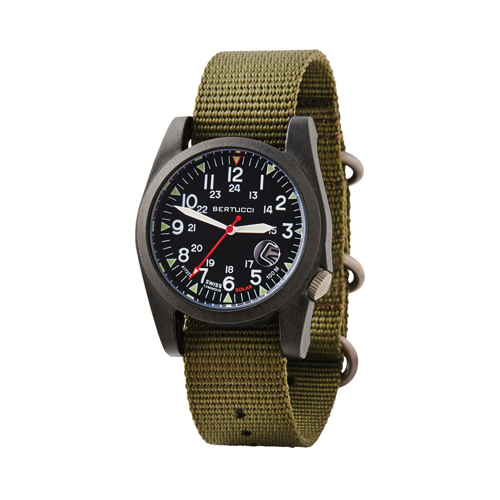 Bertucci A-3PS Solar Field Watch with Forest Nylon Strap #13801