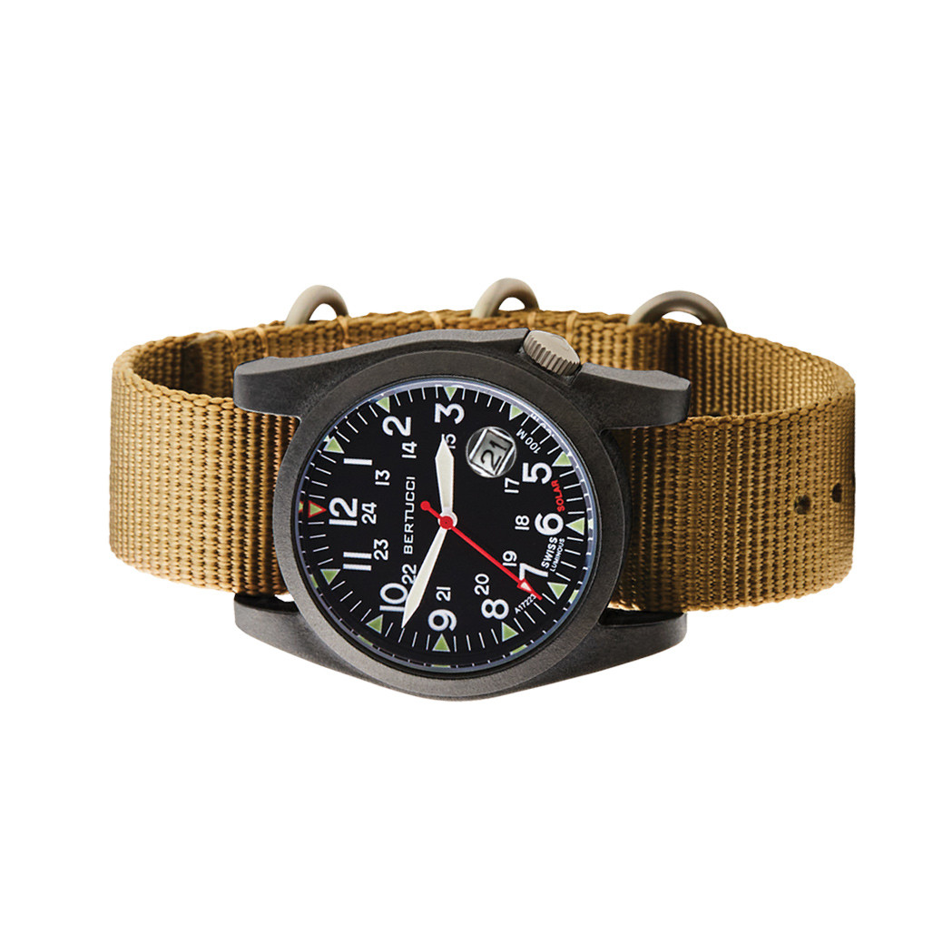 Bertucci A-3PS Solar Field Watch with Khaki Nylon Strap #13802