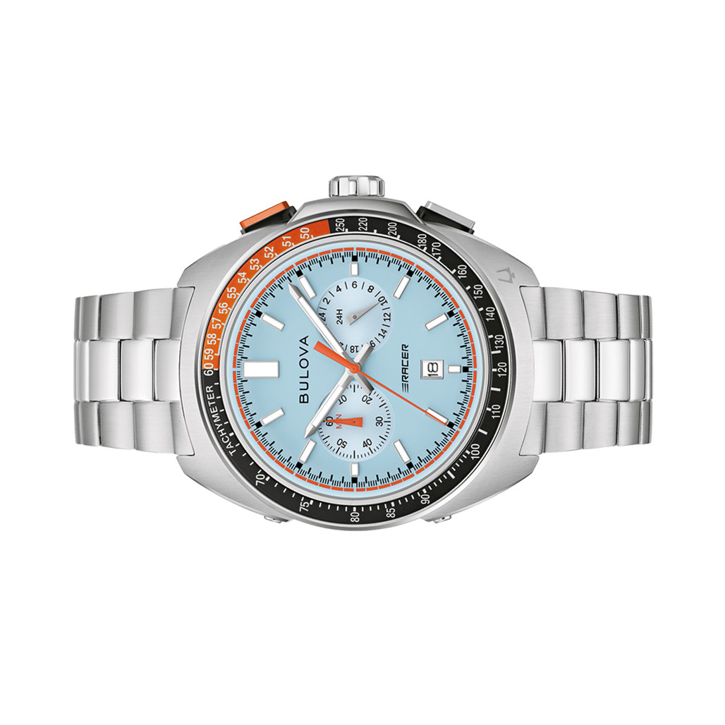 Bulova Racer Chronograph with Blue Dial and Orange Accents #98B432