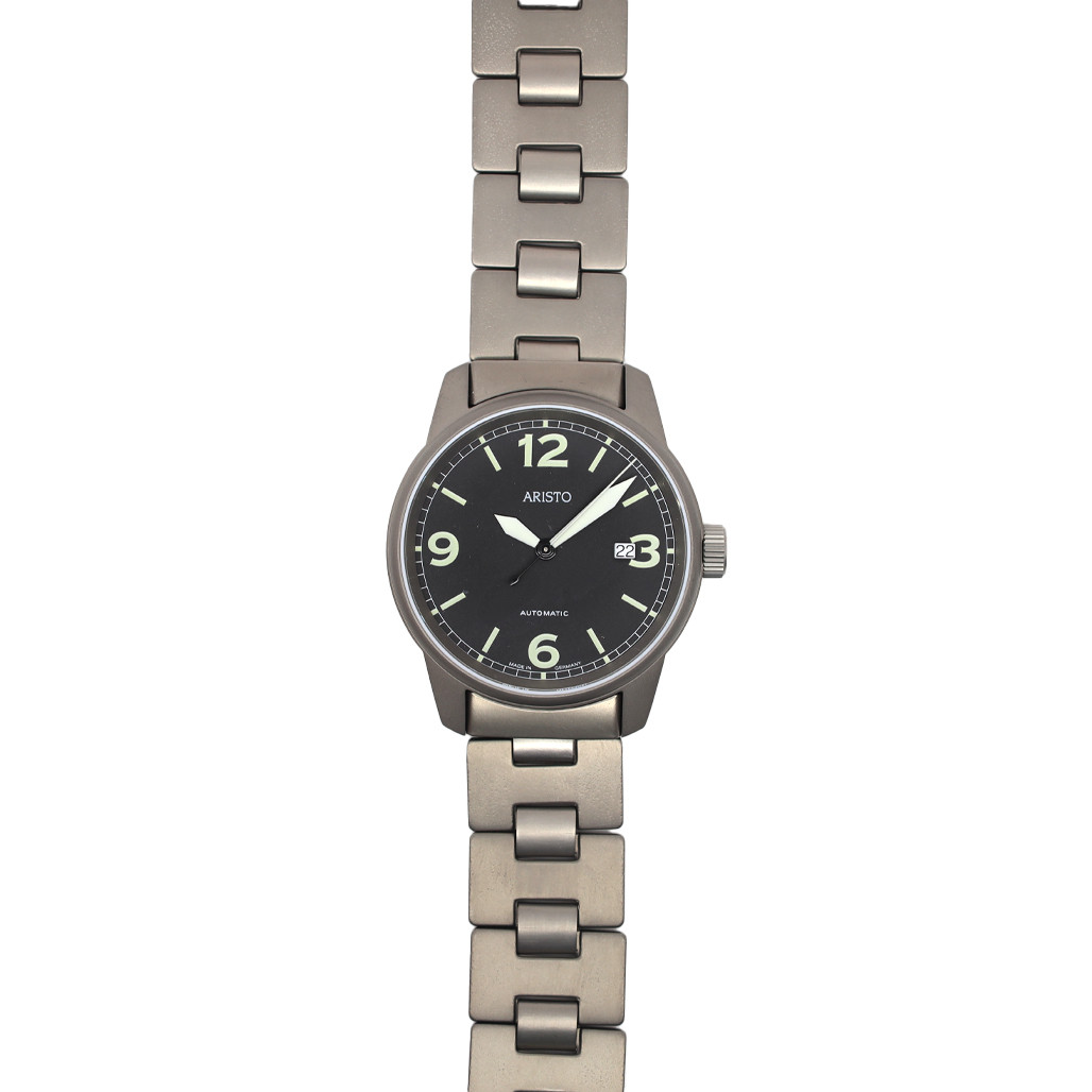 Aristo 40mm Titanium Swiss Automatic Aviator Watch #5H67TIBI