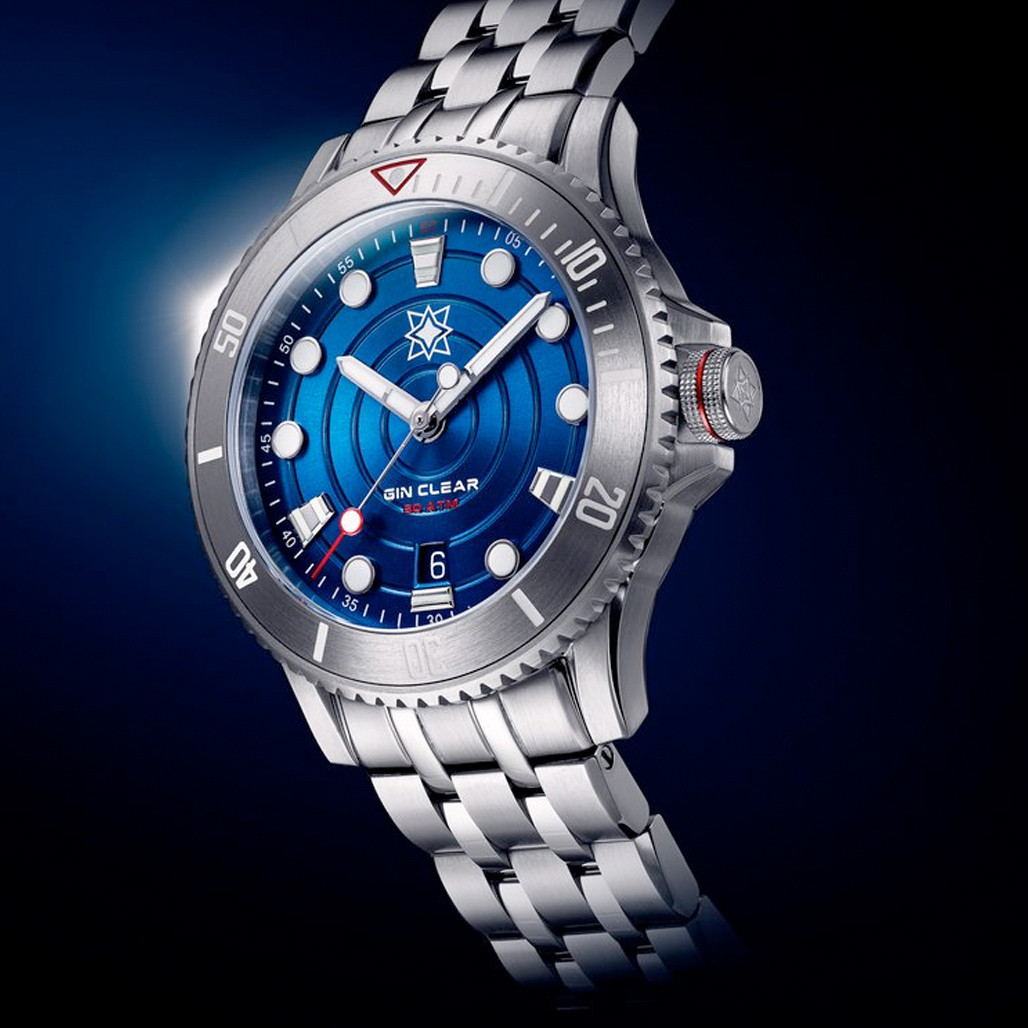 Second Hour Gin Clear Mk2 Ripple Watch with Blue Dial #SEC-HOU-06