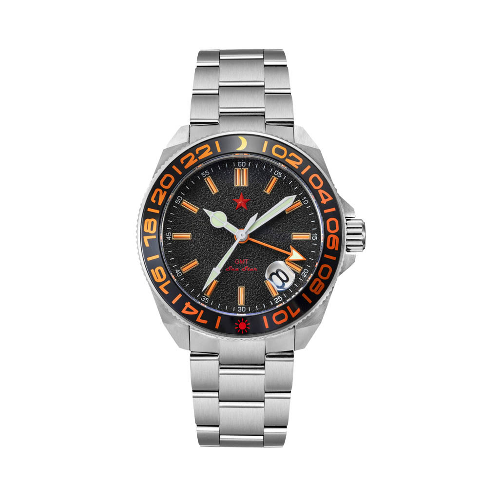 Red Star SEA STAR 4 GMT Watch with Black Dial and Passive Luminous ...