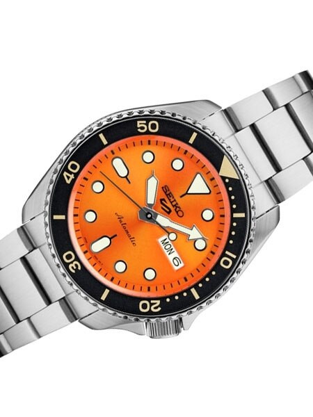 Seiko 5 Sports Automatic 24-Jewel Watch with Orange Dial #SRPD59