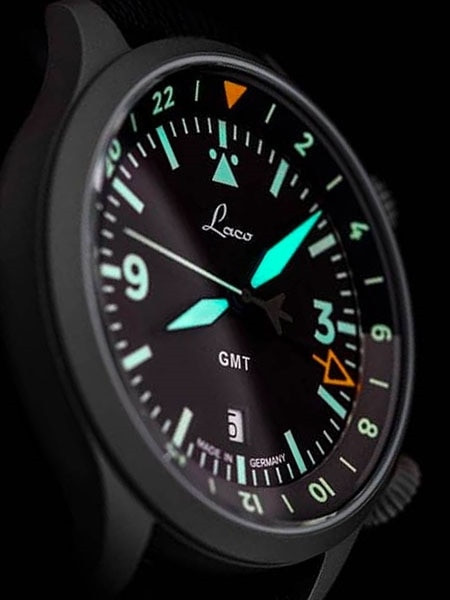 Laco Frankfurt 862120 GMT Swiss Automatic Dual-Time Pilot Watch with ...