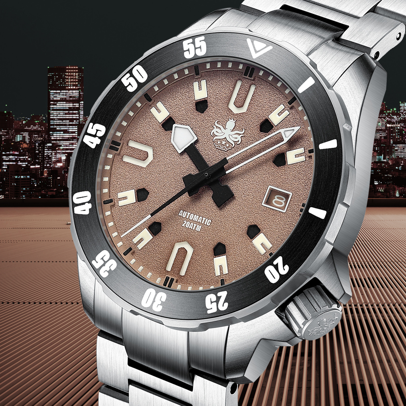 PHOIBOS Apollo Titanium 200-Meter Automatic Dive Watch with AR Sapphire ...