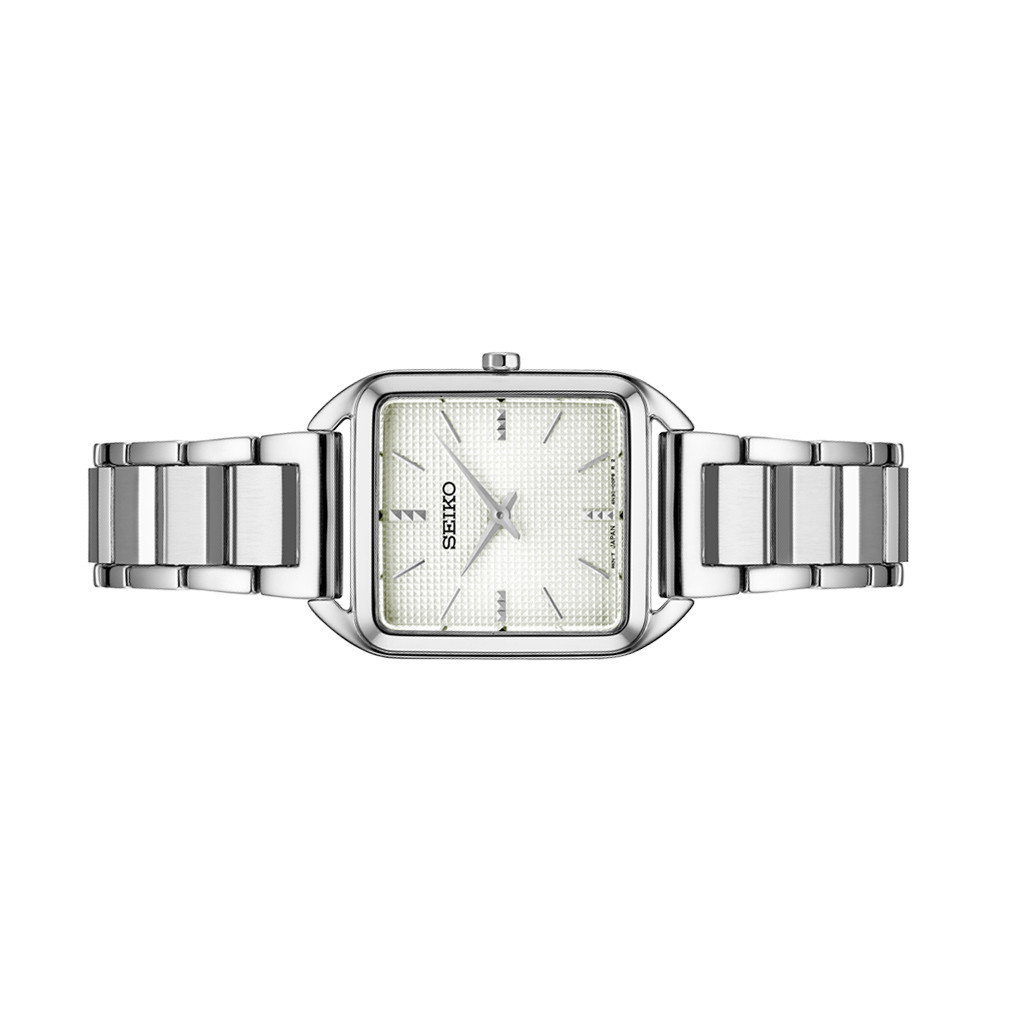 Seiko Essentials Tank Watch with White Grid Pattern Dial #SWR073