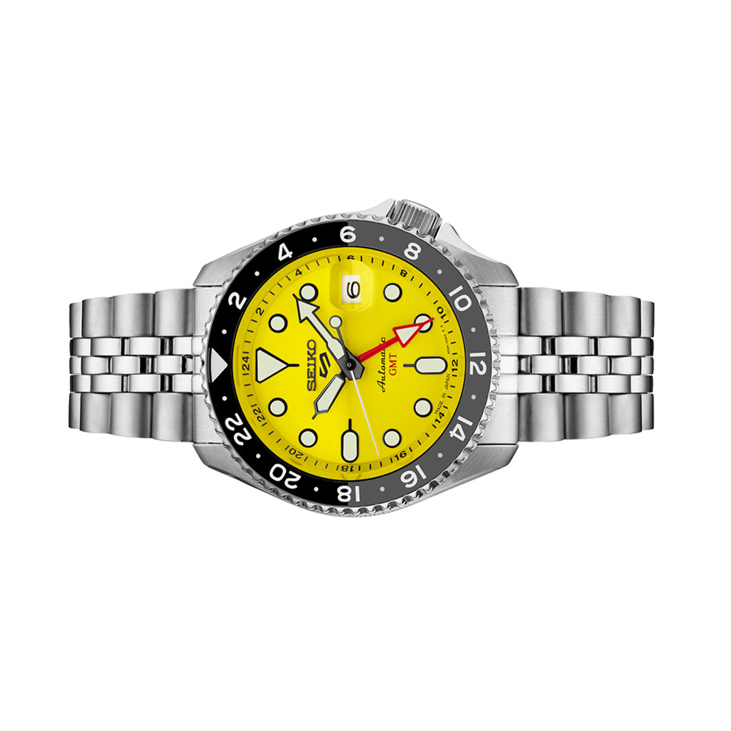 Seiko 5 Sports Automatic GMT Watch with Yellow Dial #SSK017