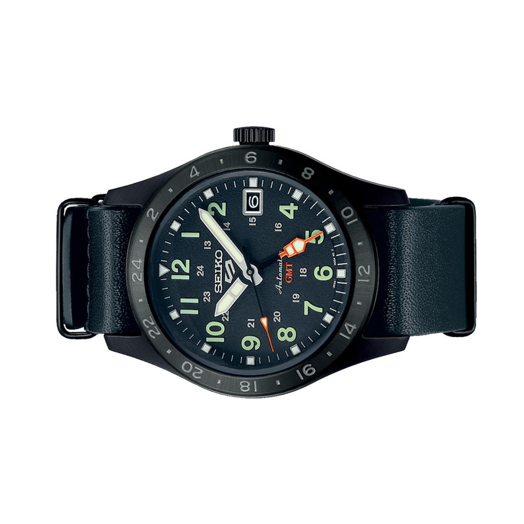 Seiko 5 Sports Automatic GMT Field Watch with Black Case and Dial #SSK025