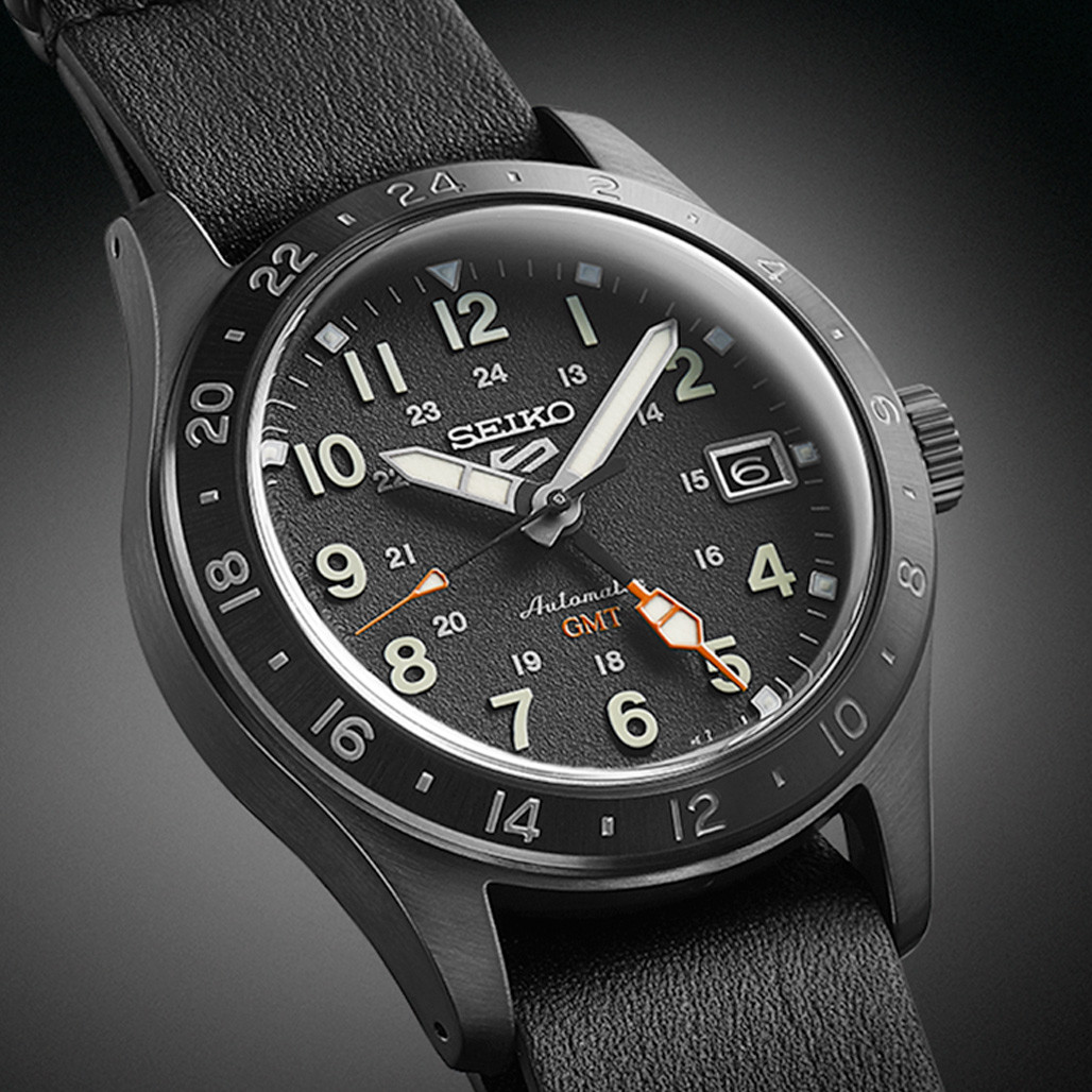 Seiko 5 Sports Automatic GMT Field Watch with Black Case and Dial #SSK025