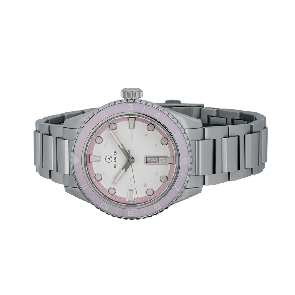 Islander Greenport 39mm Dive Watch with White Dial and Pink Accents # ...