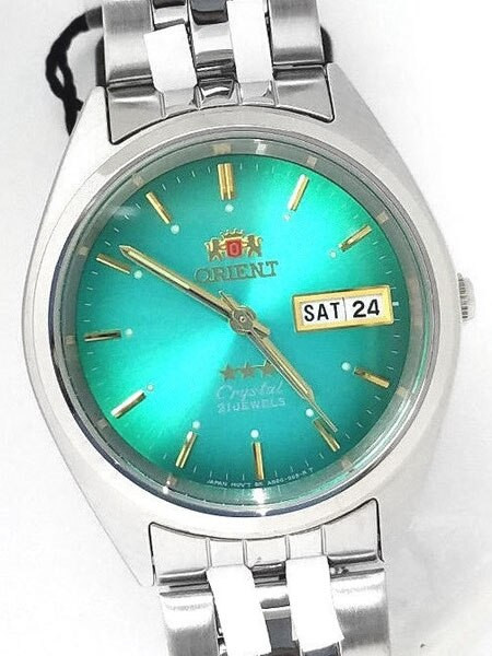 Orient Automatic Watch with Green Dial and Stainless Steel Bracelet # ...