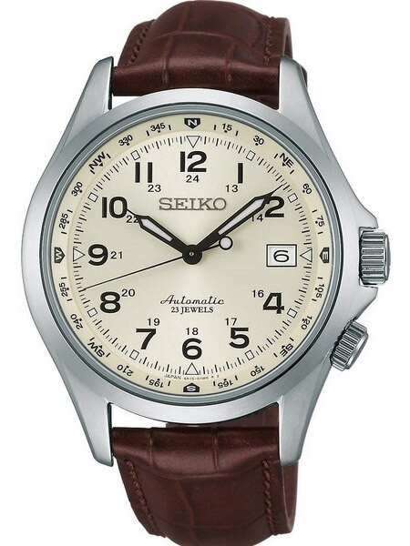 Seiko Creme Dial Automatic Field Watch with 40mm Case, and Compass ...