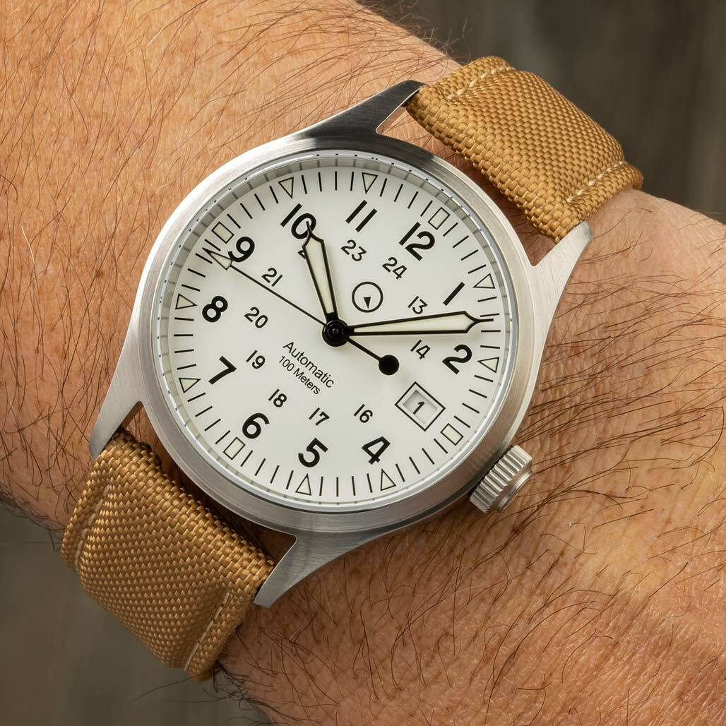 Islander Mitchel Automatic Field Watch with Nylon Weave Strap and an AR ...