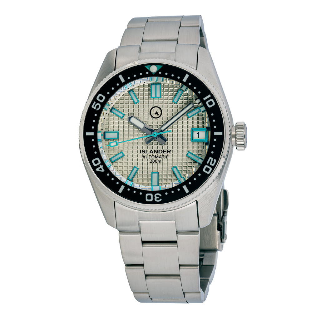 Islander 38mm Automatic Dive Watch with Grey Waffle Dial and Blue ...