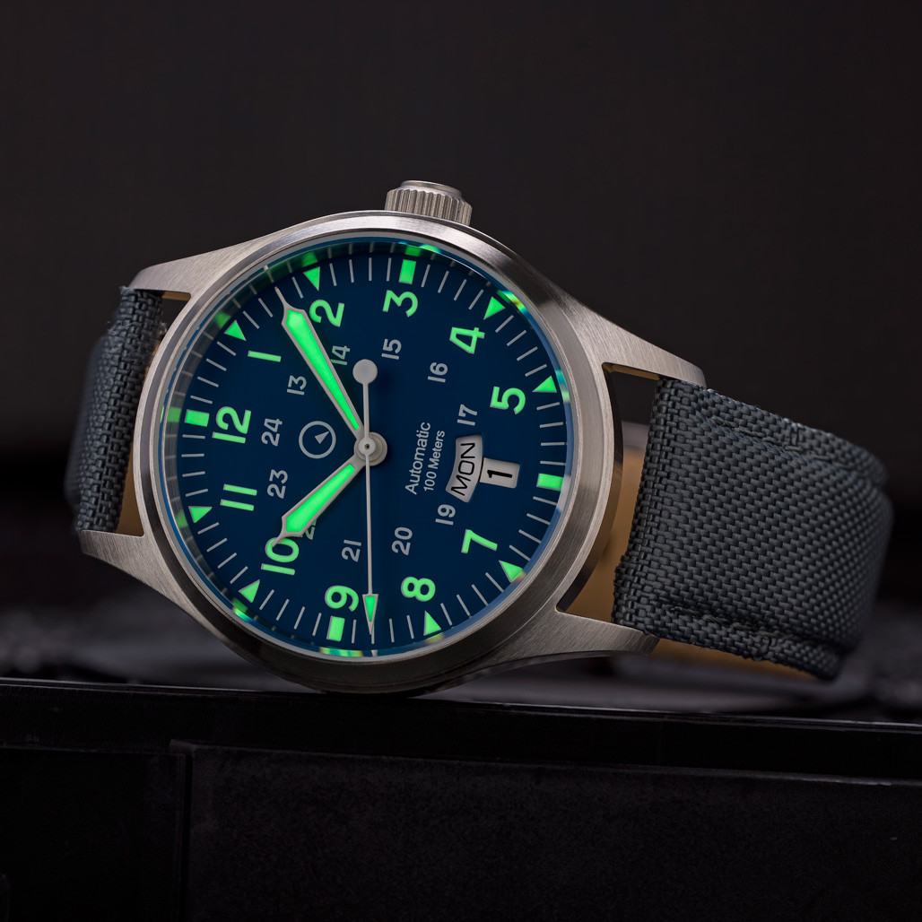 Islander Mitchel "DAY-T" Automatic Field Watch with Blue Dial and Day ...