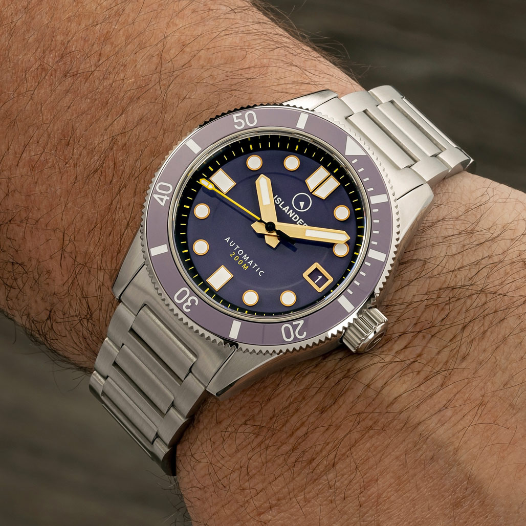 Islander Bayport 40mm Automatic Dive Watch with Purple Gilt Dial #ISL-174