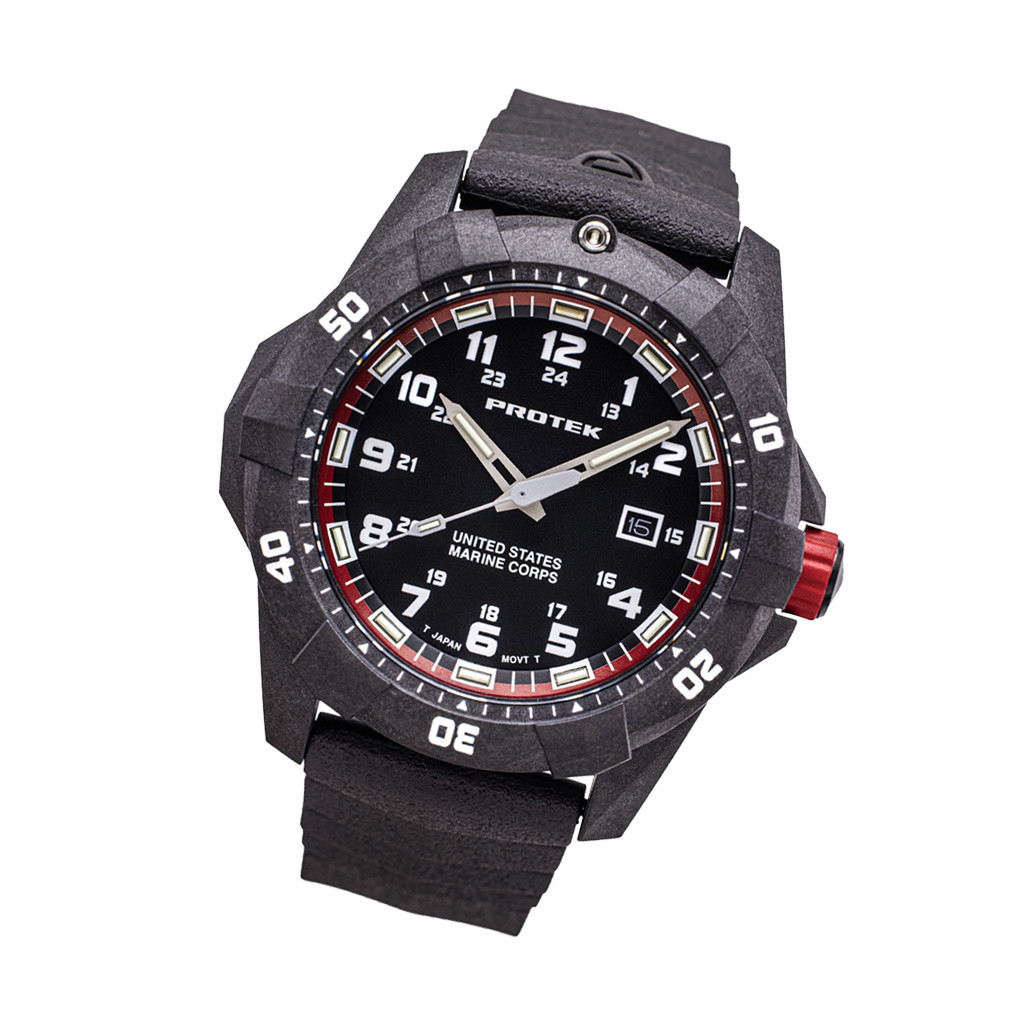 Protek Carbon Composite Official USMC Tritium Dive Watch with Red ...