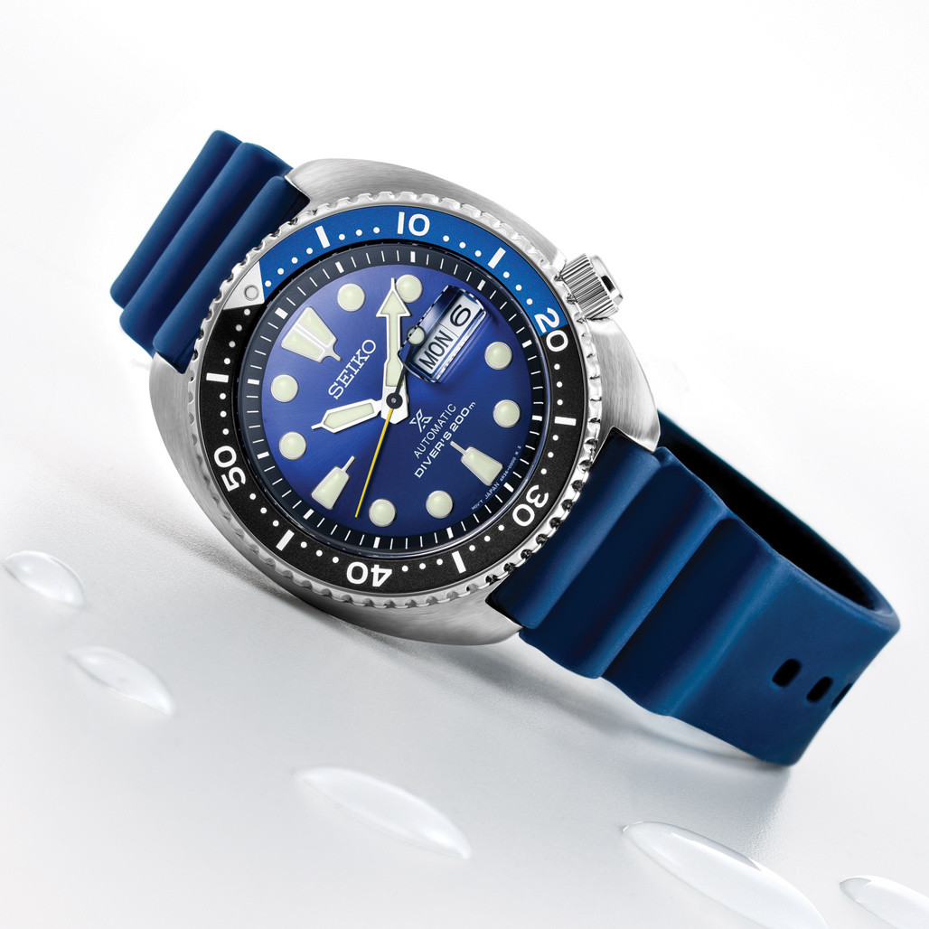 Seiko Turtle Prospex Automatic Dive Watch with Blue Dial and Silicone ...