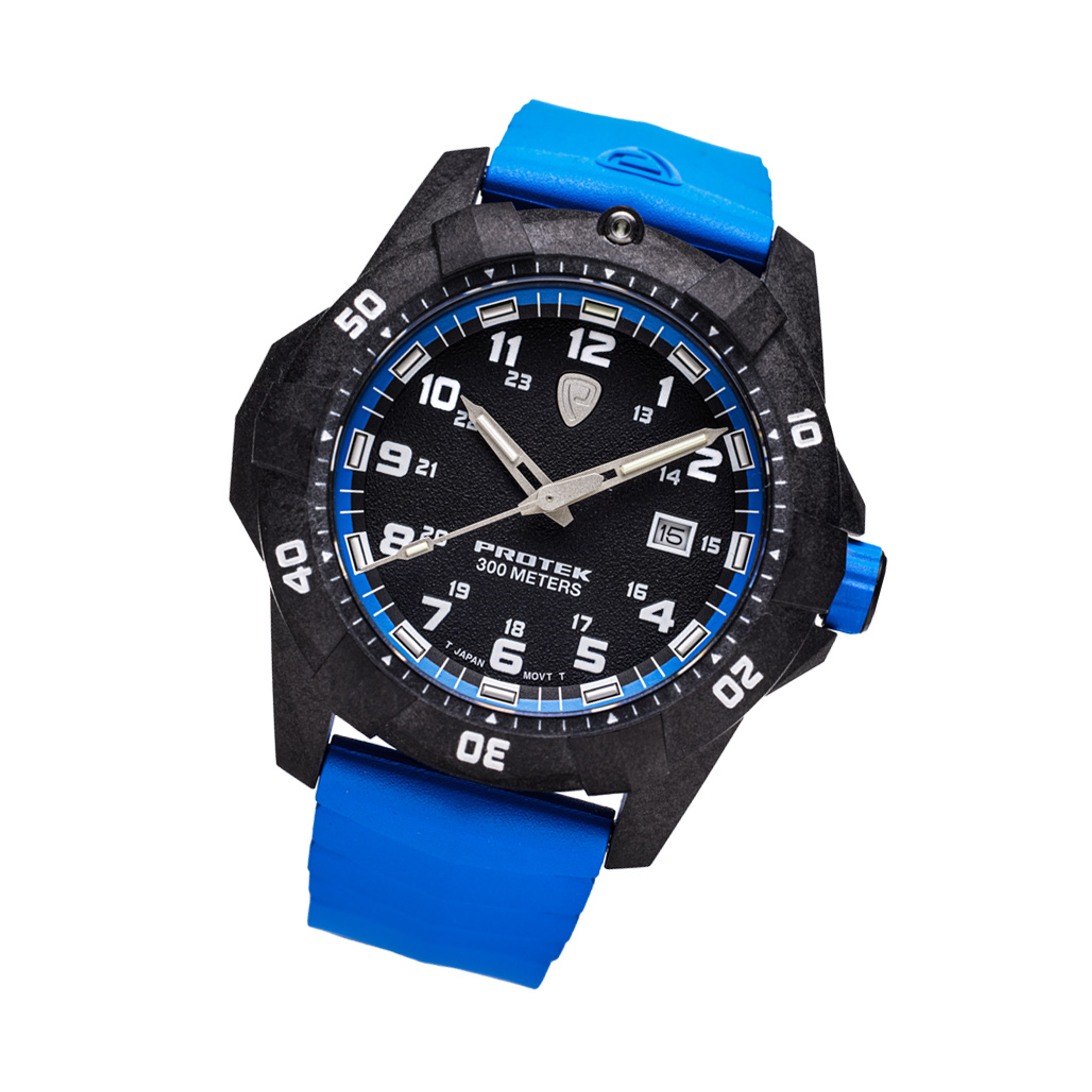 Protek Carbon Composite Tritium Dive Watch 1000 Series with Blue Accents #PT1003B
