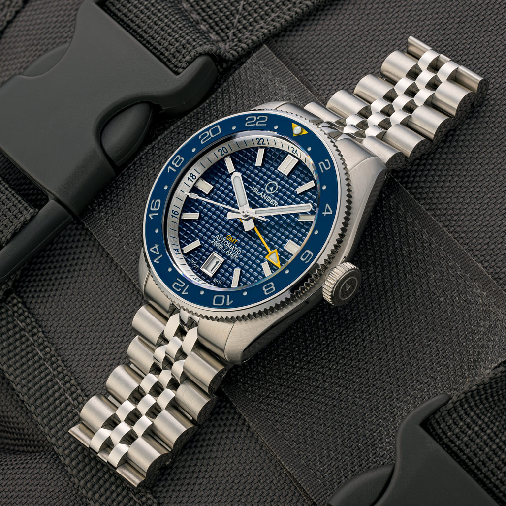 Islander Automatic GMT Dive Watch with Blue Waffle Dial #ISL-214