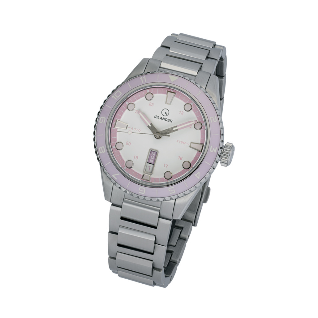 Islander Greenport 39mm Dive Watch with White Dial and Pink Accents # ...