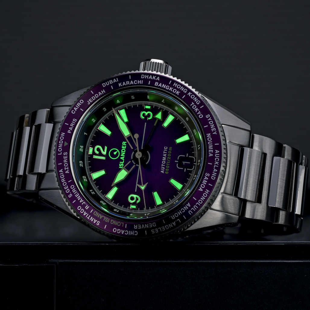 Islander Calabro GMT World Time Watch with Purple Dial #ISL-243