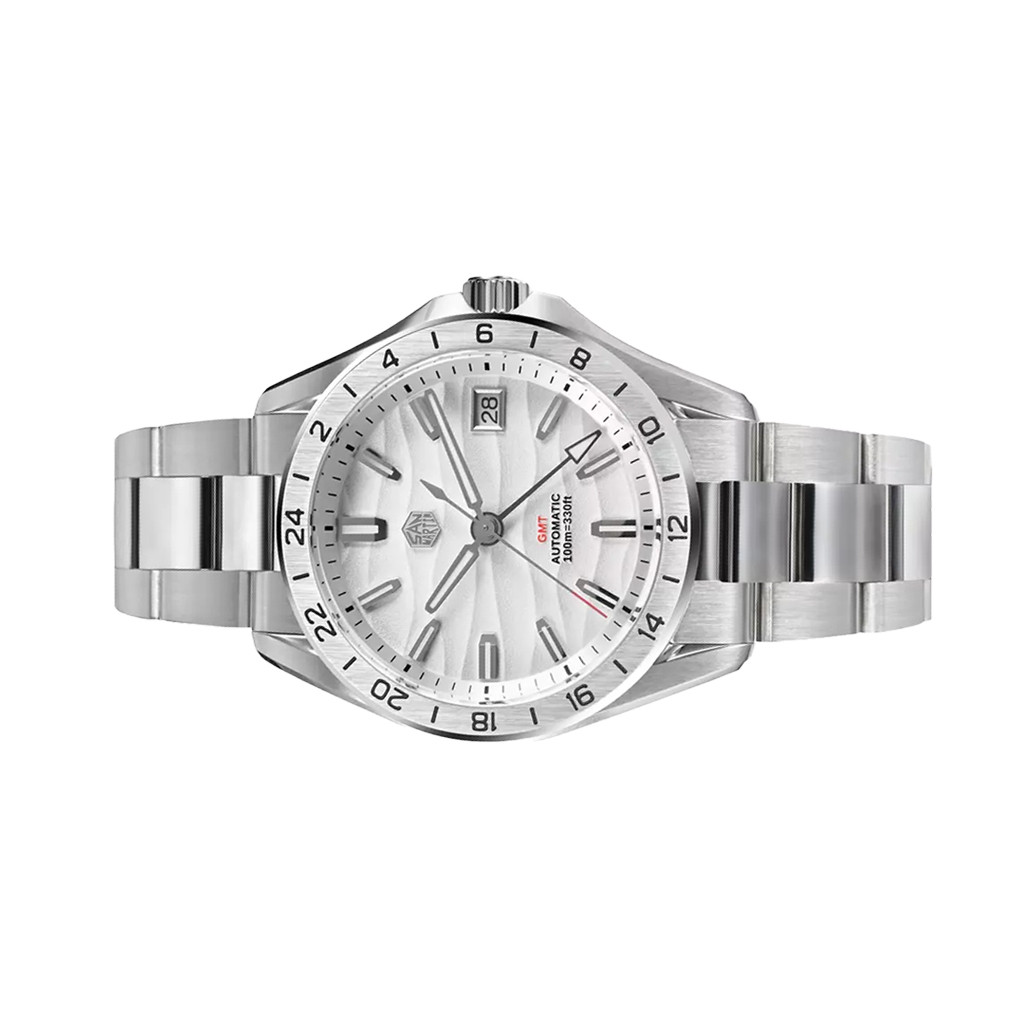 San Martin 39mm Automatic GMT Watch with White Desert Dial #SN0129-A